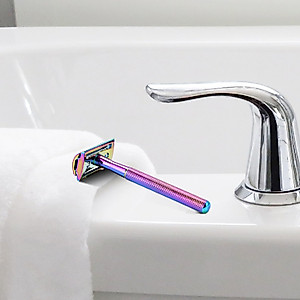 KINGHOOD Safety Razor Single Blade for Men with 10 Double Edge Blades Metal Reusable Eco Friendly Razors Colorful