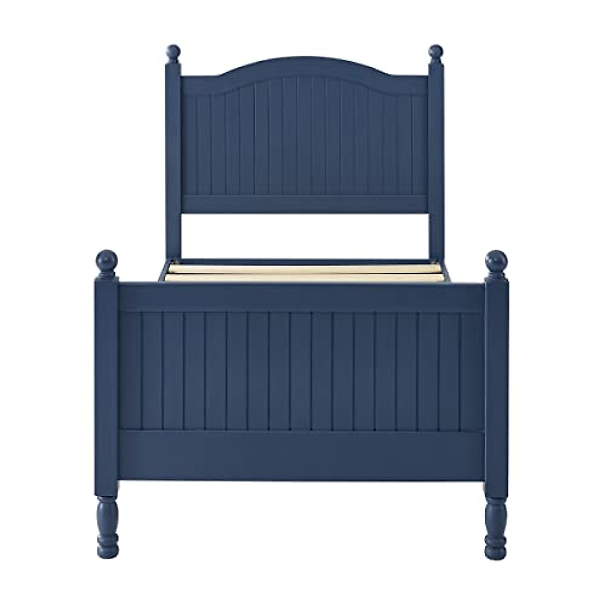 BIKAHOM Riley Twin Bed Frame, 11.5 inch Solid Wood Pine Bed Frame with Headboard & Footboard, Wood Slat Support, No Box Spring Needed, Easy Assembly Bedroom Furniture, Dark Blue Finish