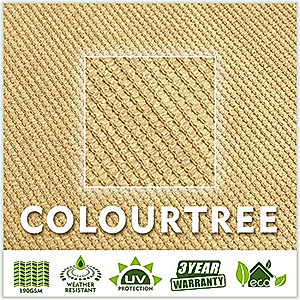 ColourTree CTAPT22 Custom Size Order to Make 11' x 13' x 17' Sand Beige Right Triangle Sun Shade Sail Canopy Mesh Fabric UV Block - Commercial Heavy Duty - 190 GSM - 3 Years Warranty