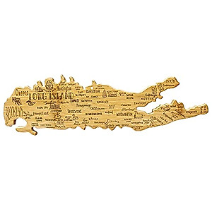 Totally Bamboo Destination Long Island Shaped Serving and Cutting Board, Includes Hang Tie for Wall Display