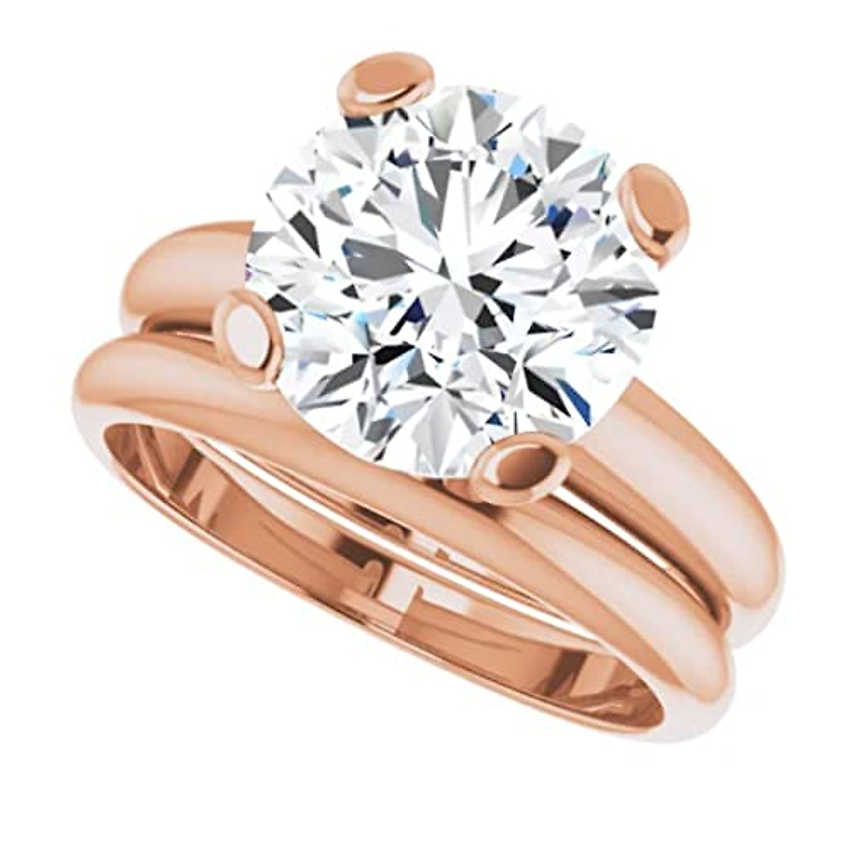 4 CT Round Cut Engagement Ring Set for Women Moissanite Rings Solitaire Promise 925 Silver 10K/14K/18K Solid Rose Gold Bridal Ring Set (5.5)