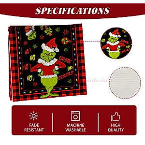 Linen Red Christmas Table Runner Merry Christmas Tablecloth Christmas Xmas Buffalo Plaid Check Winter Holiday Home Kitchen Dining Room 13x72 Inch