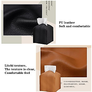 Tissue Box Cover Holder, Square with Bottom Belt PU Leather Decorative Organizer for Tabletop, Bathroom,Office (Color : Brown)