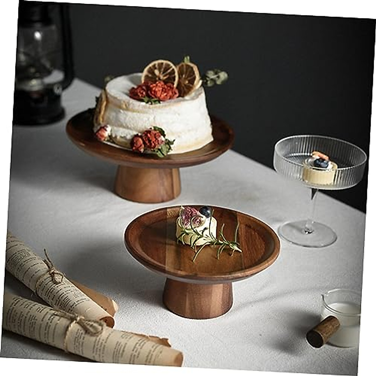 GRIRIW Tall Cake pan Wood Serving Tray Wood Tray Trays for Coffee Table Christmas Display Tower Rustic Cake Plate Cupcake Stand Coffee Table Plate Organizer Trays Candy nut Tray Food