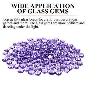 KINGOU Flat Glass Gems/Beads/Stones for Vase Filler, Table Scatter, Games - 1 Lbs (14-16mm, Approx. 5/8")