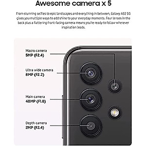 SAM SUNG Galaxy A32 5G Supported | Boost Carrier Locked | (Boost Mobile Phones) Packaging | 4GB, 64GB Black (New) | Android Smartphone | Best Affordable Smart Phone |, 6 x 4 x 2 (Renewed)