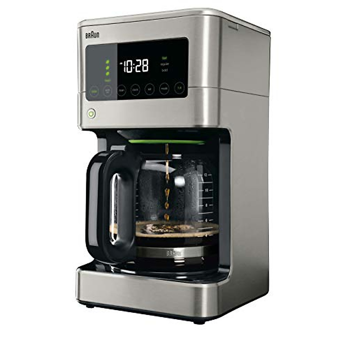 Braun Brew Sense 12 Cup Touch Screen Drip Coffee Maker Machine with Brew Strength Options, 2 Hour Shut Off and 24 Hour Timer, Stainless Steel