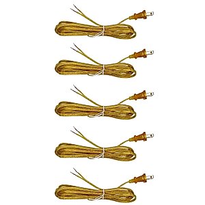 Creative Hobbies Transparent Gold Lamp Cord, 8 Foot Long, Replacement Lamp Cord Lamp Repair Part, 18/2 SPT-1 Wire, UL Listed (5)