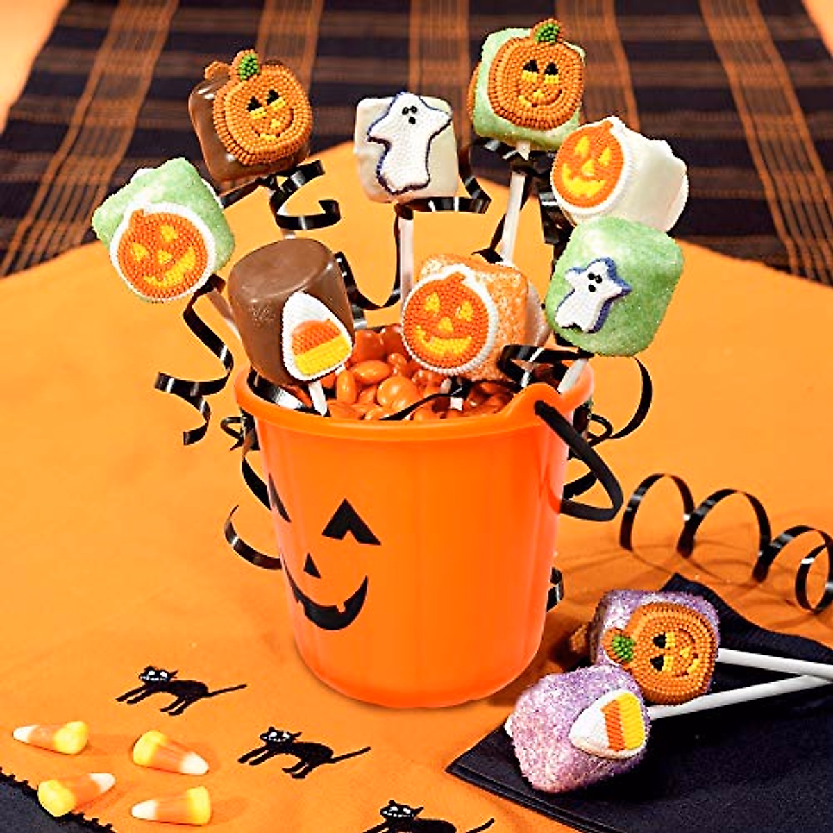 Triumpeek Halloween Pumpkin Trick Treat Bucket, Set of 6 Halloween Jack O Lantern Pails, Trick or Treat Bucket, Portable Plastic Candy Pumpkin Pails