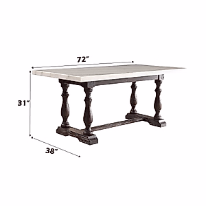 Acme Gerardo 72" Marble Top Dining Table in White and Espresso