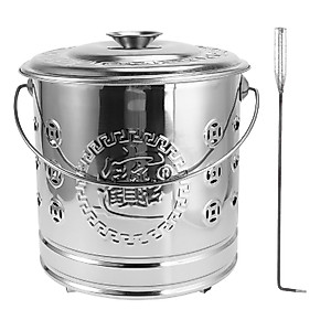 DOITOOL Metal Burn Barrels for Outside, Yard Waste Incinerator Barrel Burn Barrel with Lid and Handle for Paper Leaf Trash Wood Backyard Bonfire (9.4 X 8.7 Inch