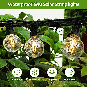 Dimmable 50FT G40 Globe String Lights for Patio, LED Hanging Lights Waterproof with 25 1W Bulbs, Shatterproof Outdoor Lights String for Porch, Edison Bulb String Lights, E12, 2200K Warm White, Black