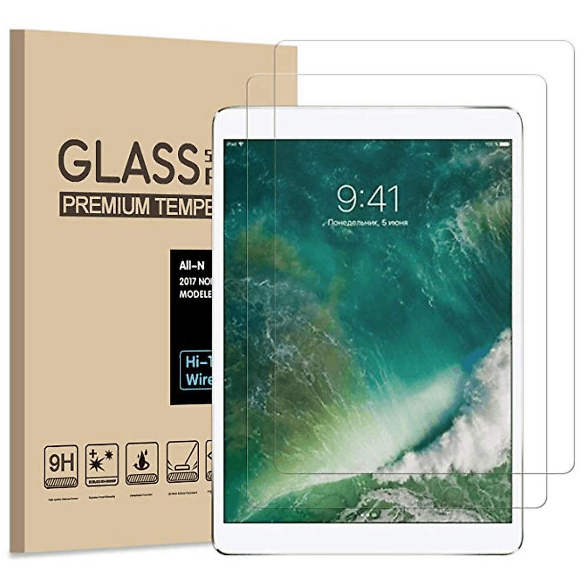 Pokanic - Compatible with iPad 8 (2020) 7 (2019) Generation 10.2 Inch Screen Protectors, Pencil HD Tempered Glass 9H Films, Anti-Scratch Anti-Fingerprint Easy Install 8th 7th (2 Pack)