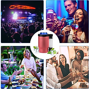 G · PEH Portable Can or Bottle Cooler Cup with 2 Detachable Expandable Hose Funnel Drink Cup with Bottle Opener Keychain Cleaning Brush for Your Perfect Party to Funnel Your Drink and Happy-(RED)