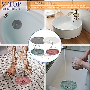 Shower Drain Hair Catcher Tub Stopper, V-TOP Drain Cover for Shower to Catcher Hair, Silicone Bathtub Drain Plug Suit for Bathroom Kitchen and Laundry, 4 Pack