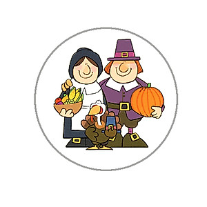 Assorted Thanksgiving Envelope Seals - 1.2" Fun Thanksgiving Stickers - 144 Stickers