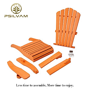 Psilvam Adirondack Chair, Oversized Poly Lumber Fire Pit Chair with Cup Holder, 350Lbs Support Patio Chairs for Garden, Weather Resistant Outdoors Seating, Relaxing Gift for Father & Mother (Orange)
