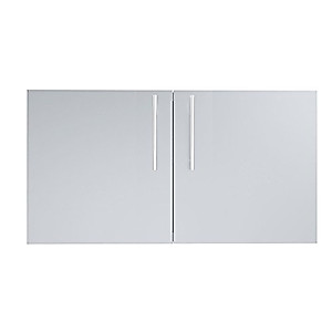 SUNSTONE DE-DD42 Designer Series Raised Style Double Door with Shelves, 42", Stainless Steel