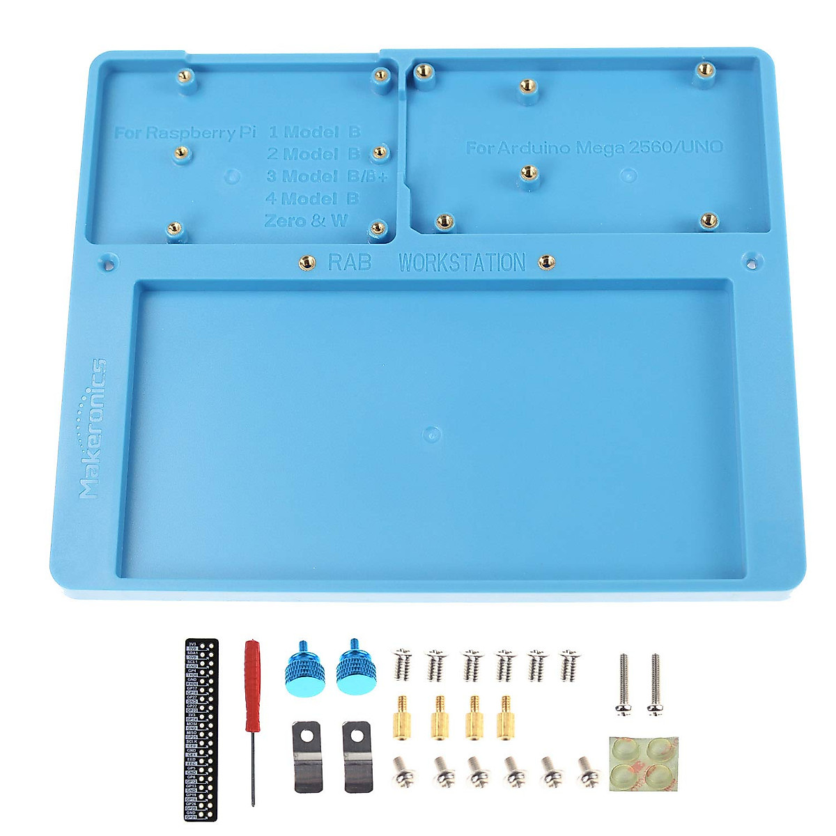 Makeronics Microcontroller Board and RAB 7-in-1 Breadboard Holder with USB Cable Compatible with MEGA 2560 R3 ATMEGA16U2 and Arduino IDE