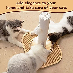 PLUROOF Cat Scratching Post, Cat Scratcher, 4-in-1 Premium Sisal Scratching Pad and Paper Rope Scratching Post with Interactive Track Toys and Dangling Plush Ball for Indoor Cats