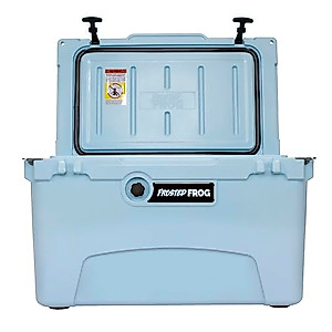 Frosted Frog Light Blue 45 Quart Ice Chest Heavy Duty High Performance Roto-Molded Commercial Grade Insulated Cooler