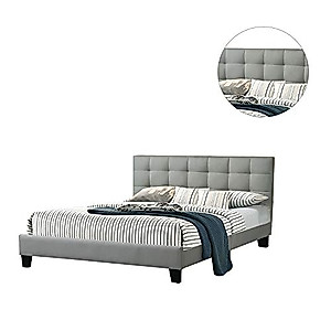 simple relax Grey Fabric Upholstered Bed, Cal. King Size