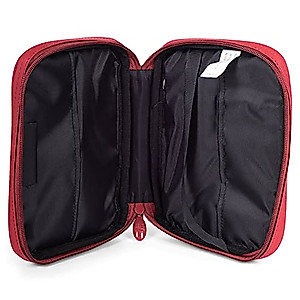 Matte Red Stitched Cross 8 x 6 Fabric Zippered Bible Cover Case with Handle, Compact