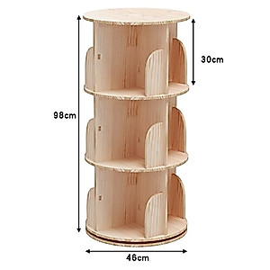 3 Tier 360° Rotating Stackable Shelves Bookshelf Organizer 360 Display Rotating Bookshelf Wood Book Shelf Organizer for Bedroom, Living Room, Study Room - Intexca