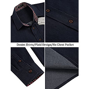 Coofandy Mens Casual Dress Shirt Button Down Shirts,Type 01 - Ultramarine Blue,Large