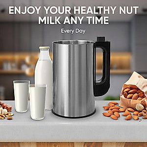 Automatic Nut Milk Maker 50Oz - No Spills, No Fuss, No Straining. Stainless Steel powerful Almond milk maker machine, Oat Milk Maker, Soymilk Machine Maker. Multifunctional