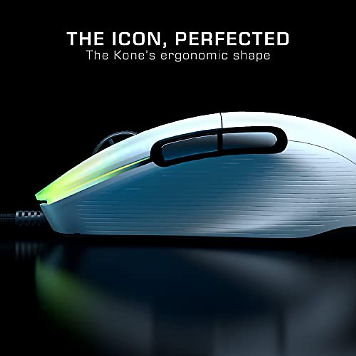 ROCCAT Kone Pro PC Gaming Mouse, Lightweight Ergonomic Design, Titan Switch Optical, AIMO RGB Lighting, Superlight Wired Computer Mouse, Titan Scroll Wheel, Bionic Shell, 19K DPI, White