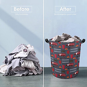 Cartoon Firefighter Equipment and Tools Baby Laundry Hamper,laundry Basket,Waterproof Storage Bin for Bedroom,Clothes Organizer Basket,Toys Box,Room Decor
