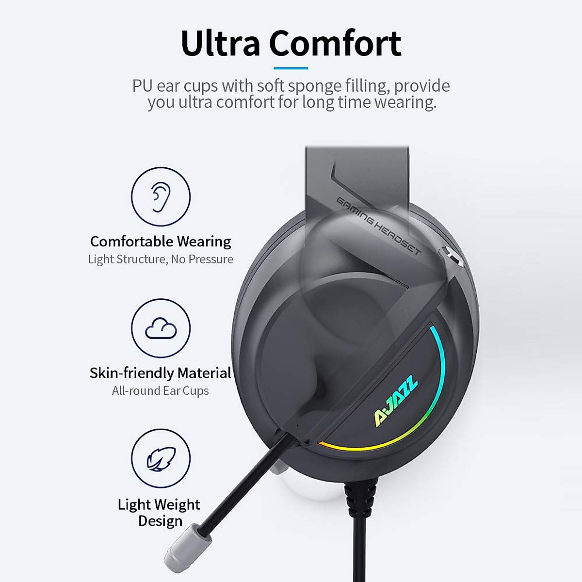 Docooler AX365 Channel Surround Gaming Headset Noise Cancelling Retractable MIC Headphone Earphone Soft Ear Cups