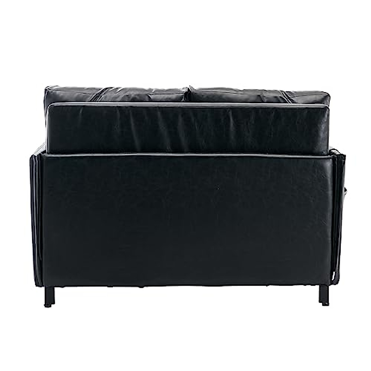 FANYE Black PU Leather Tufted Both Side Pockets Storage Basket, 46.06”29.92”31.10