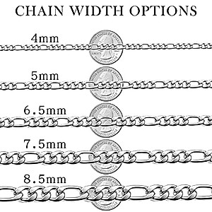 SANNYRA 16 Inches Figaro Chain Necklace 4MM Stainless Steel Figaro Link Chain for Men Women