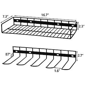 Hedume Heavy Duty Floating Tool Shelf & Organizer, Wall Mounted Power Tool Organizer Holder, Garage Storage Rack for Handheld & Power Tools, Rack Gift for Men, Dad, Father's Day (Black)