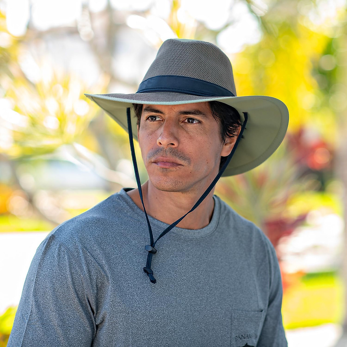 Panama Jack Mesh Crown Safari Sun Hat, 3" Brim, Adjustable Chin Cord, UPF (SPF) 50+ Sun Protection (Fossil, X-Large)