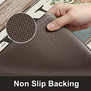 KIMODE Kitchen Mats 2PCS,Cushioned Anti Fatigue Farmhouse Kitchen Rugs and Mats,Non Skid Waterproof Kitchen Mats for Floor,Comfort Foam Standing Desk Mat for Home,Office,Sink,Laundry