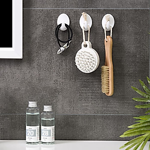 UUYYEO 15 Pcs White Plastic Wall Hooks Adhesive Picture Hanging Hooks Stick On Door Hooks Waterproof Bathroom Hangers for Hanging Keys Bags