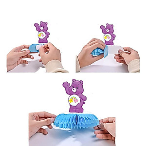 5 Pcs Cartoon Bears Party Honeycomb Centerpieces Birthday Decorations for Theme Table Toppers, 6 Inches