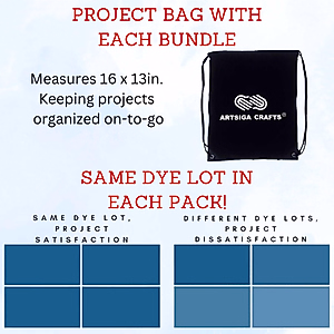 Bernat Knitting Yarn Alize Blanket EZ Country Blue 2-Skein Factory Pack (Same Dyelot) 161037-37018 Bundle with 1 Artsiga Crafts Project Bag