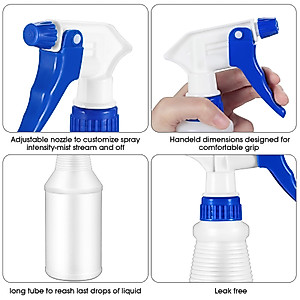 Yinder 18 Pcs 16 Oz Plastic Spray Bottle Bulk Empty Refillable Spray Bottles for Cleaning Solution Leak Proof Water Sprayer Bottle with Adjustable Nozzle Mist/Stream Mode (Red, Blue, Green)