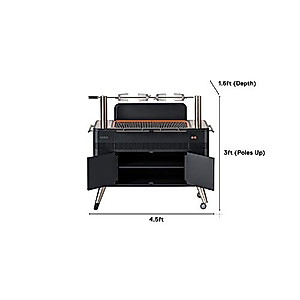 Everdure HUB 54-In. Charcoal Grill with Patented Built-in Rotisserie System & Quick Electric Ignition, Outdoor BBQ Grill, Electric Starter, Adjustable Height, Easy Clean-Up