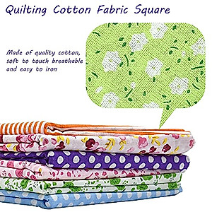 42Pcs 10"x10" Quilting Cotton Fabric Squares Sheets Pre-Cut Multi-Color Design Printed Floral Craft Fabric for DIY Sewing Scrapbooking Quilting Craft Patchwork (Red/Pink/Yellow/Green/Blue/Purple)