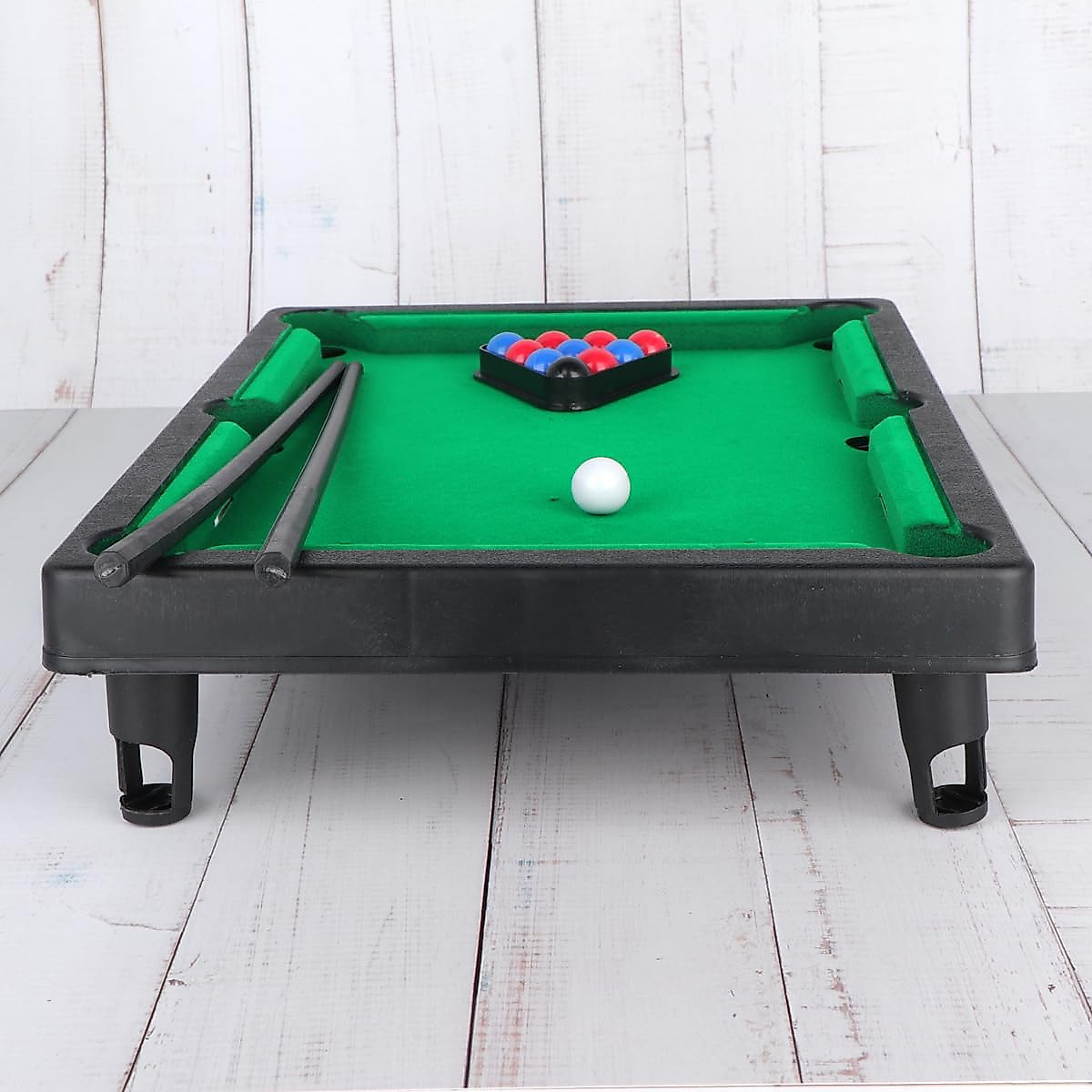 Mini Pool Table Tabletop Desktop Billiards Snooker Game with 2 Sticks, 11 Balls Home Office Desk Stress Relief Games