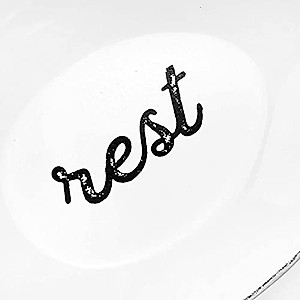 AuldHome Farmhouse White Spoon Rest, Distressed Enamel Ceramic Spoon Holder in Rustic Style