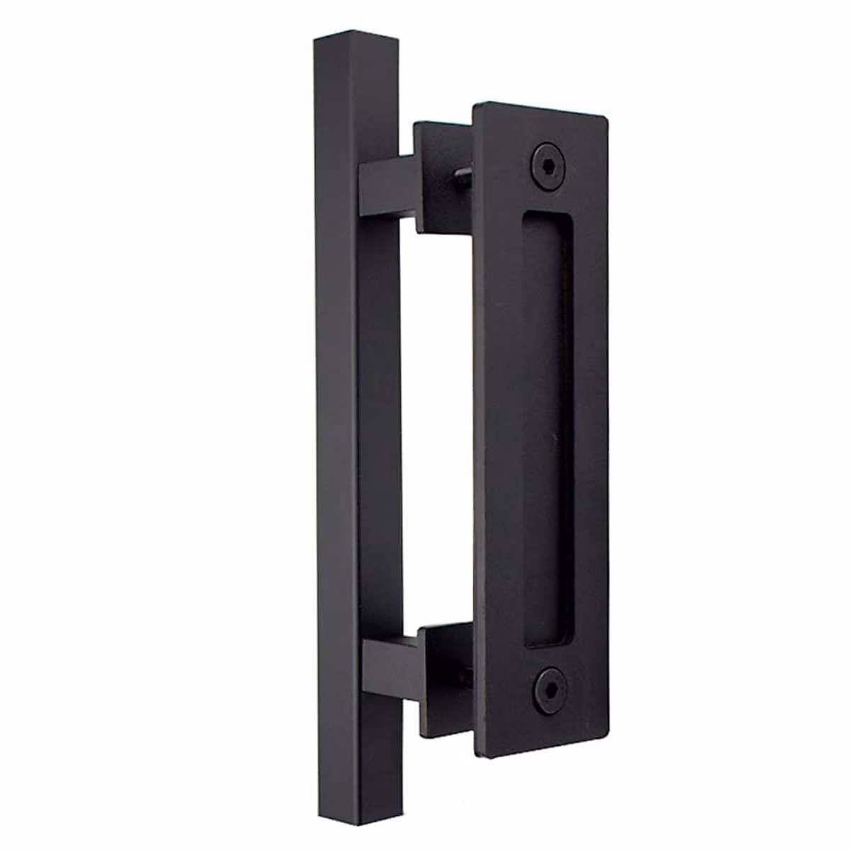 Sliding Barn Door Handle, Double Sided Rectangular Black Door Pull Handle, Door Handle Replacement, Both Interior and Exterior Doors