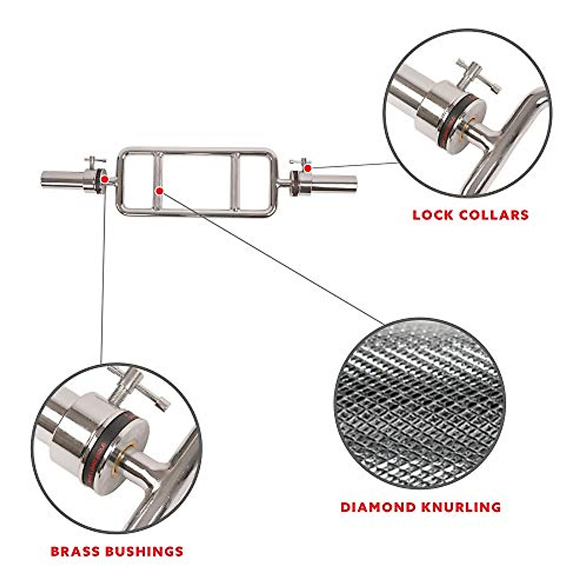 Sunny Health & Fitness 34" Olympic Triceps Bar with Ring Collars, Small