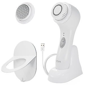 Spa Sciences - NOVA - Cleansing Brush with Bristles & Infusion System – Anti-Aging Facial Exfoliating, Waterproof, and USB Rechargeable