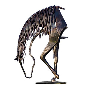 YERT Kiss Horse Sculpture Modern Rustic Statue Ornament Home Office Metal Decor Gifts(Foraging Horse)